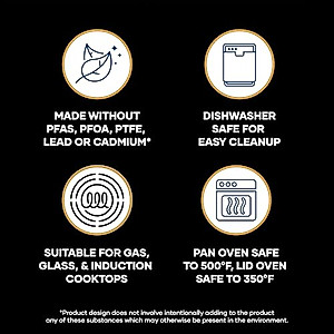 Farberware Forged Induction Ceramic Nonstick Pots and Pans Set with Lids and Kitchen Cooking Tools - Dishwasher Safe, Suitable for All Stovetops, 12 Piece Cookware Set - Black and Gold