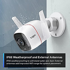 TP-Link Tapo 2K Security Camera Outdoor Wired, IP66 Weatherproof, Motion/Person Detection, Built-in Siren w/ Night Vision, Cloud/SD Card Storage, 2-Way Audio, Works w/ Alexa & Google Home (Tapo C310)
