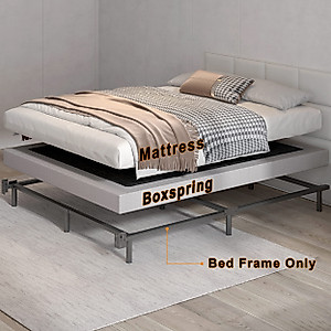 Realuson California King Size Metal Iron Bed Frame Heavy Duty Sturdy Black Bedframe 9-Leg Support 7 Inch Low to Ground Bed Base for Box Spring and Mattress Non-Slip Easy Assembly Noise Free