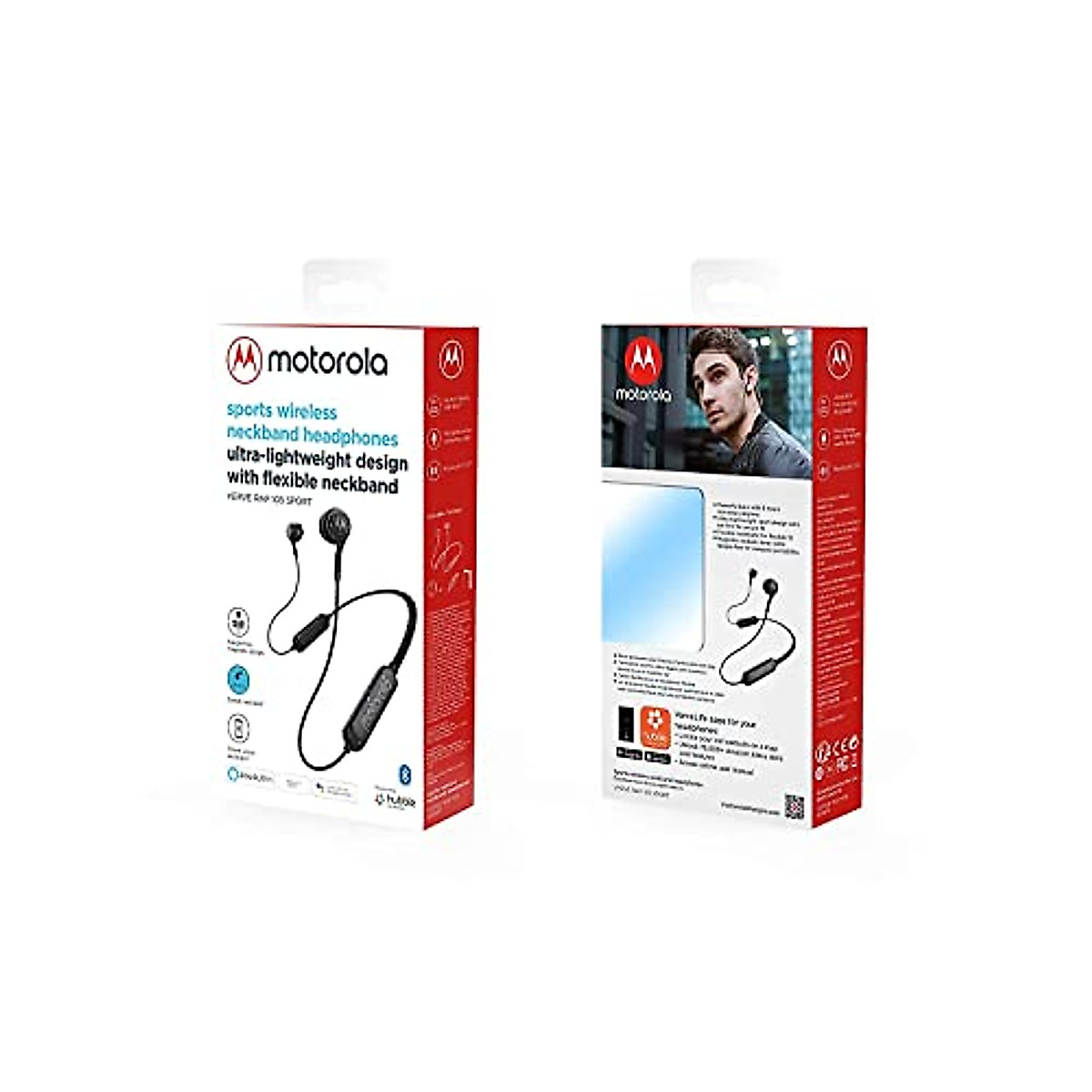 Motorola Ververap 105 Bluetooth Wireless Earbud in-Ear Neckband Headphone with Mic (Black)