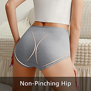 OLIKEME Womens High Waisted Underwear Cotton Tummy Control Stretch Panties Postpartum Soft Ladies Briefs 5 Pack (Multi, L)