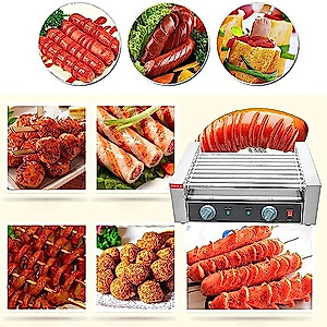 Hotdog Roller Grill Stainless Steel Hot Dog Roller Machine, 9 Roller Grill Hot Dog Warmer Cooker Machine, 50-190° Temperature Control, For Food Street, Snack Bar, Restaurant