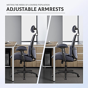 WITTLONG Big and Tall 500lbs High-Back Mesh Erogonomic Office Chair Computer Desk Chair Adjustable Headrest Height Adjustable Armrest and Lumbar Support-Grey