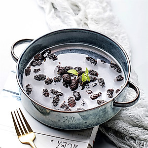 WAOCEO Dinner plate Dinner Plate Chinese Creative Ceramic Plate Household Double Ear Handle Large Bowl Plate Round Porcelain Dinner Plates Dishes Plates (Color : B)