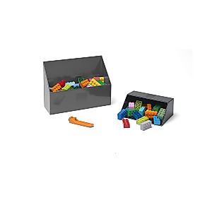 Room Copenhagen LEGO Brick Scooper Set - Easy Clean Up for Building Blocks and Other Toys - 1 Large Dark Stone Gray Scoop 7.63 x 5.19in and 1 Small Black Scoop 5.07 x 3.46in - Includes Brick Separator