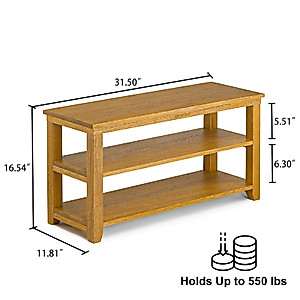Aroktake Shoe Rack Bench, 2-Tier Wood Heavy Duty Shoe Organizer Shelf for Entryway, Living Room,Bedroom (Natural, 11.81"X31.5"X16.54")