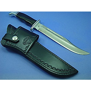 Custom Cross Draw Knife Sheath for the Buck 120 Knife. The Sheath Is Made Out of 10 Ounce Water Buffalo Hide Leather. The Water Buffalo Leather Is Very Soft Durable and Pliable. The Sheath Can Be Worn on the Right or Left Hand Side. It Has a Snap to Secur
