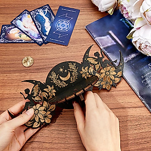 CREATCABIN Fairy Crystal Shelf Display Pendulum Holder Stand Wooden Wall Crystal Shelf Angel Rustic Floating Shelves Trinket Dowsing for Hanging Essential Oil Spiritual Gift Wall Decor 9.84x3.93Inch