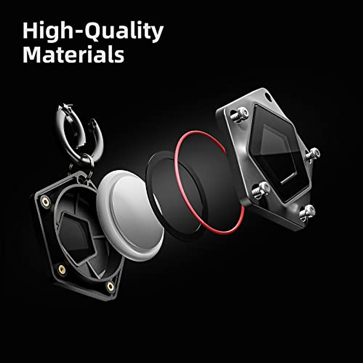 Jeanue-Compatible Apple Airtag Holder Keychain Case Waterproof, Heavy Duty Air Tags Tracker Cover with Strap Carabiner Key Ring Black 4 Pack