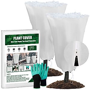 Plant Covers Freeze Protection 47" x 71" Large Tree Covers Frost Protection Blankets Reusable Plant Protector Drawstring Bags Anti-Freeze Shrub Cloth Blanket for Winter Cold Weather Outdoor w/Zipper