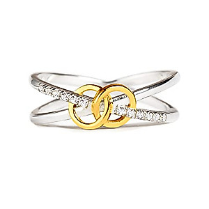 Story Jewellery Rings for Women, Silver Double Interlocking Circle Rings for Women, Promise Matching Couple Ring for Wife, Birthday Christmas Valentines Jewelry Gifts Rings for Girls (all silver 09)
