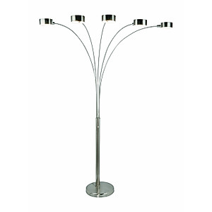 Artiva USA ‘Micah’ Modern 88-Inch, 5 Arch Arched, Dimmer Function, Heavy-Duty Base, 360 Degree Rotatable Shades, Brushed Steel Floor Lamp, Bulbs Incl.