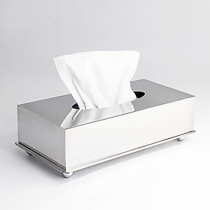 kimzcn Rectangular Tissue Box Cover - Stylish Stainless Steel Paper Facial Cover, Modern Metal Tissue Box Holder for Bedroom/Bathroom/Vanity/Countertop/Office, Polished Finish