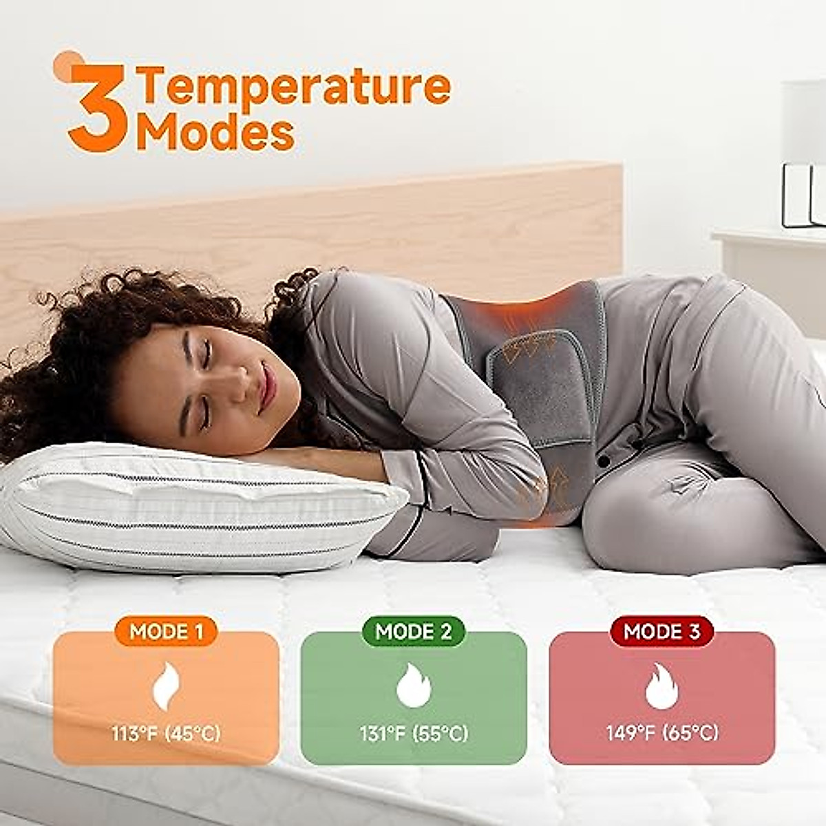 MELCAM Portable Heating Pad, Rechargeable Electric Cordless Heating Pad with 3 Heat Levels and 3 Massage Modes for Back, Neck, Shoulder Pain Relief and Cramps, Period Heating Pad for Women