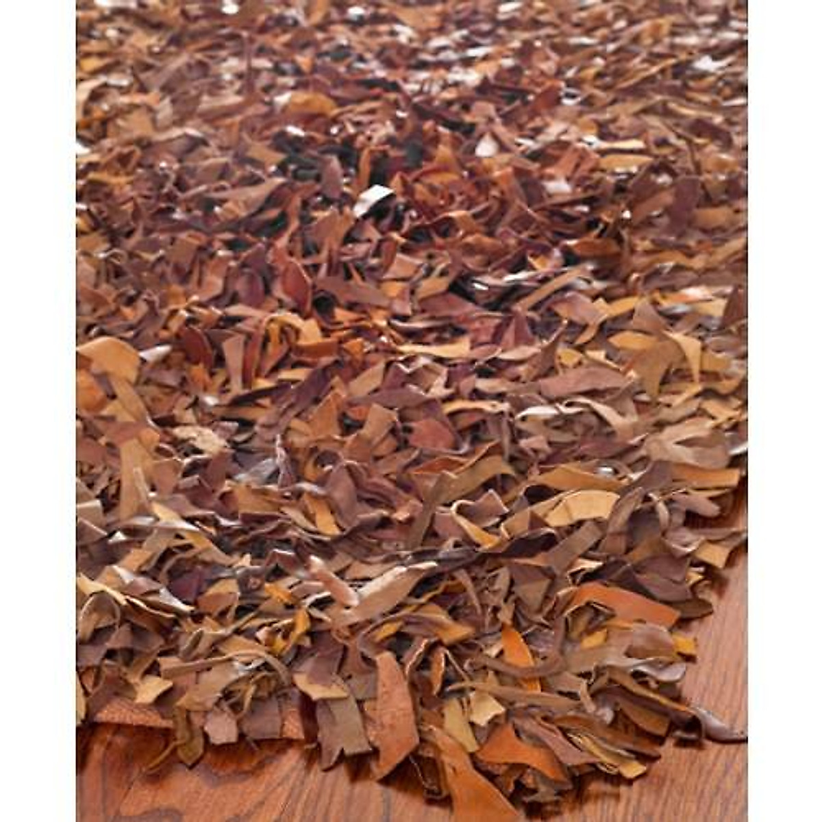 SAFAVIEH Leather Shag Collection 2'3" x 6' Saddle LSG511B Hand-Knotted Modern Leather Runner Rug