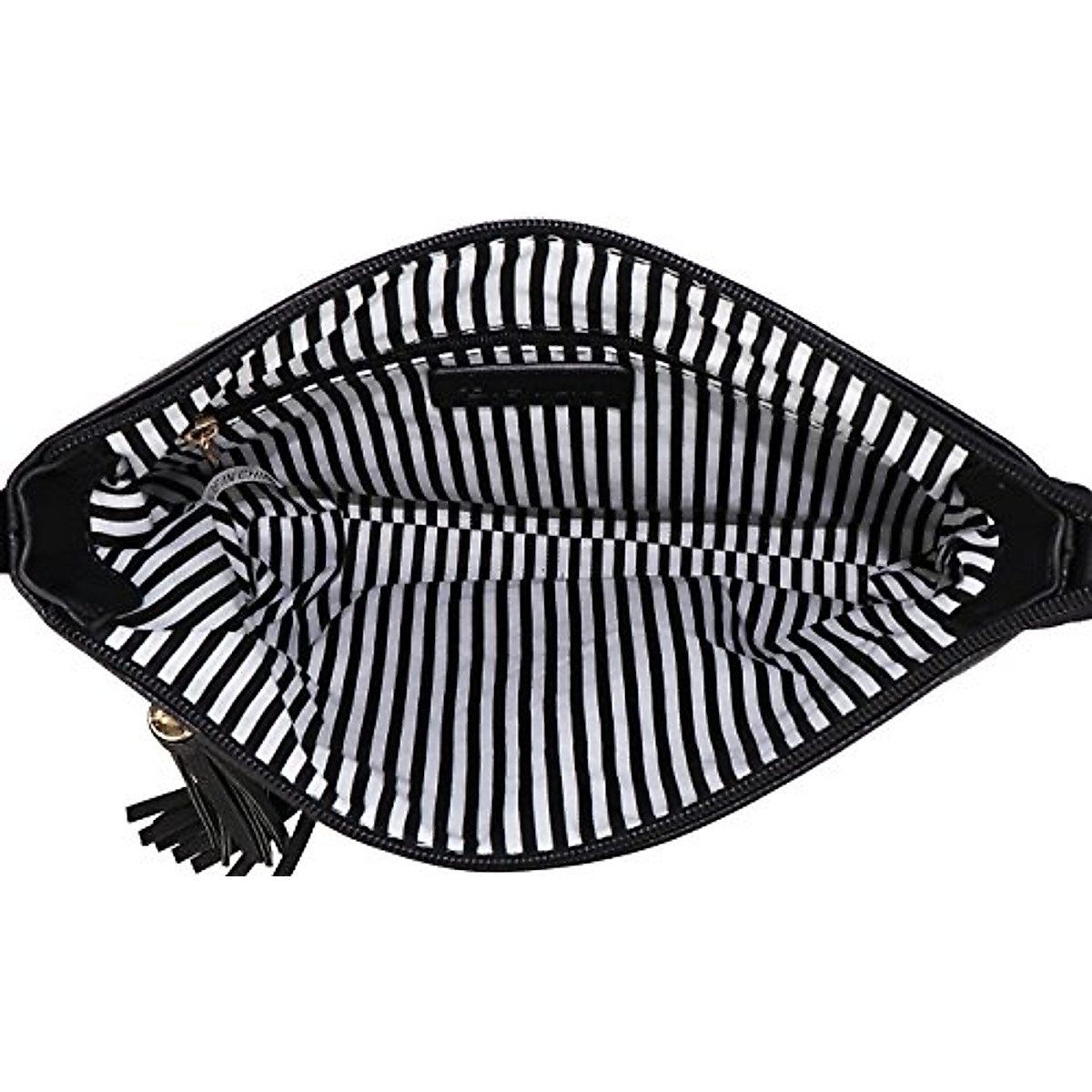 B BRENTANO Vegan Multi-Zipper Crossbody Handbag Purse with Tassel Accents (Black 1)