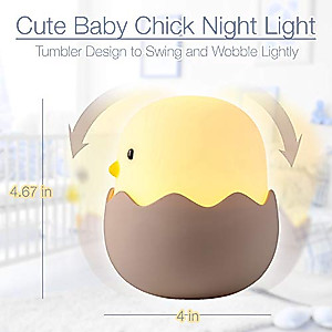 Night Light for Kids | Baby Nursery Lamp with Touch Controls | Cute Chick Bedside Nightlight for Nursing/Breastfeeding | USB Rechargeable | Newborn or Toddler Bedroom Decor for Boys and Girls