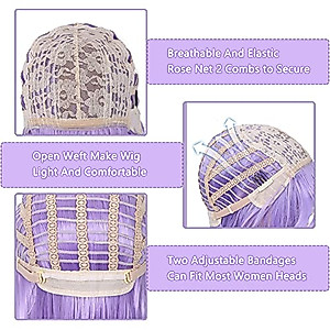 WIGER Purple Bob Wigs Straight Purple Wig with Hair Bangs Short Bob Wigs Shoulder Length Bob Wig Synthetic Hair for Women Cosplay Wig