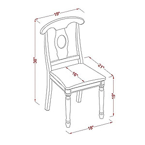 East West Furniture Napoleon Kitchen Dining Linen Fabric Upholstered Solid Wood Chairs, Set of 2, Saddle Brown