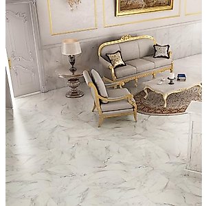BMT 24in. x 24in. White Porcelain Tile, Matte Finish Floor and Wall Porcelain Tile, White Porcelain Tile with Grey Veins