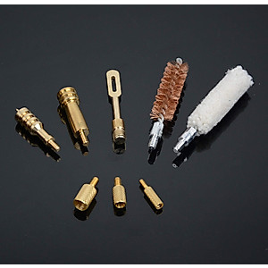 Universal Gun Cleaning Kit, Rifle Pistol Handgun Shotgun Shooting Gun Cleaning Kit Suitable for All Caliber, Cotton mop, Bronze Bore Brush, Brass Jag, Brass Slotted Tips, Nylon Brushes