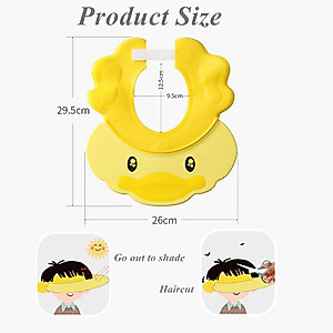 chislim Baby Shower Shampoo Cap,Adjustable Safety Bath Visor Waterproof Hair Washing Bathing Hat with Ear Protection for Toddler, Baby, Kids (Yellow)