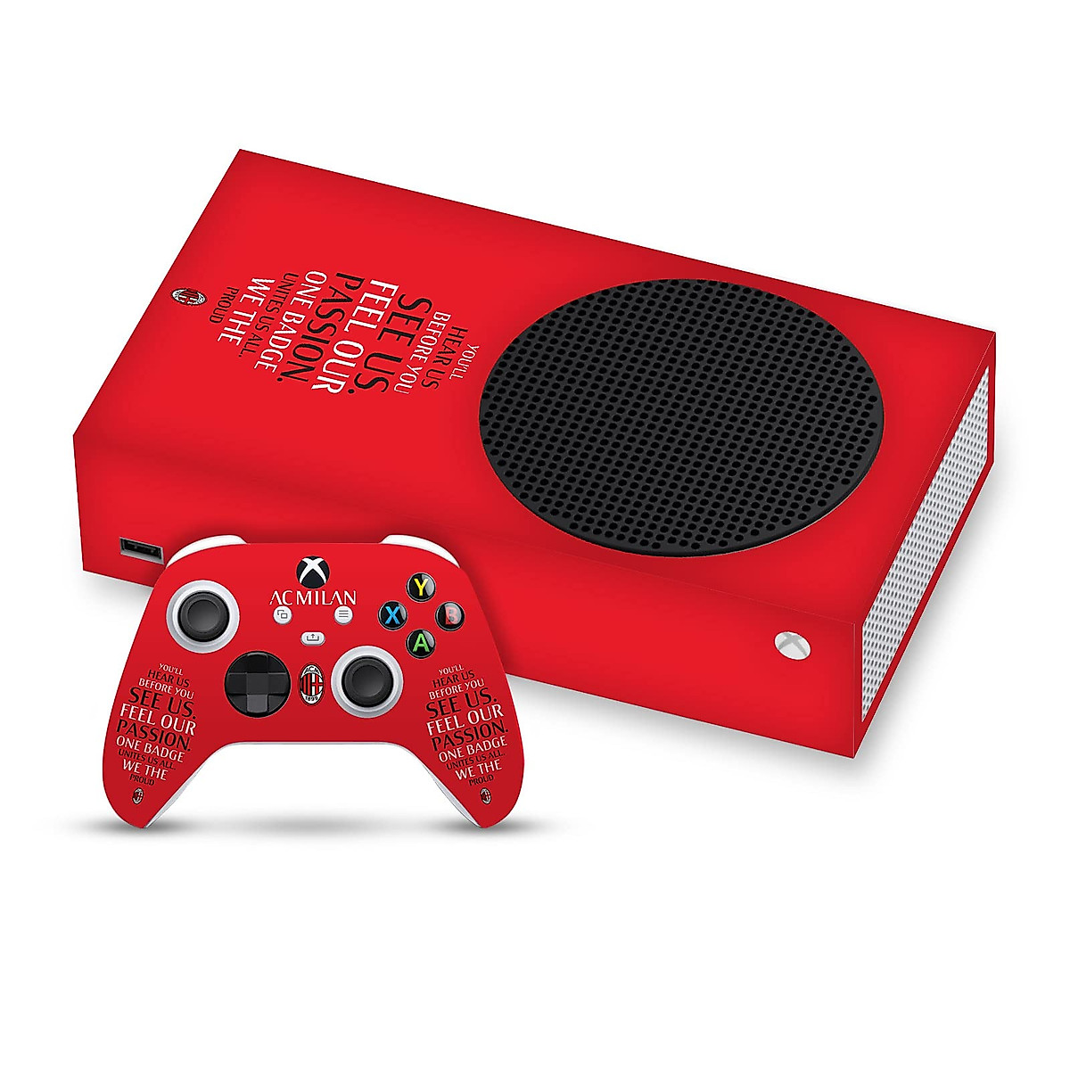 Head Case Designs Officially Licensed AC Milan Typography Art Vinyl Sticker Gaming Skin Decal Cover Compatible with Xbox Series S Console and Controller Bundle