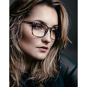 TIJN Blue Light Blocking Glasses for Women Men Clear Frame Square Nerd Eyeglasses Anti Blue Ray Computer Screen Glasses