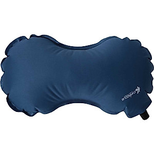 CHANODUG Portable Inflatable Lumbar Support Travel Pillow with Memory Foam Insert - Perfect for Lower Back Pain Relief, Comfort and Support While Flying, Driving, Camping (Blue)