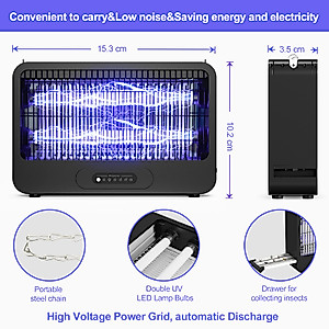 Electric Bug Zapper Indoor and Outdoor with 3500V Powerful Double-Sided Grid and 2-14H Timer-Mosquito Zapper with Remote, UV Light Fruit Fly Zapper Trap Insect Killer for Patio Home, 2 Extra Blubs