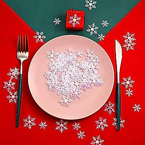 1600 Pieces 3 Size Snowflake Confetti Snowflake Glitter Confetti Decorations for Winter Party Wonderland Party Supplies DIY Craft Projects