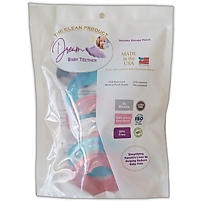 Dream Baby Teething Teether Toy Clean Quality Made USA Food Grade Silicone Soothe Babies Inflamed Gums BPA Free Pain Relief Non-Toxic, Includes 3 Items