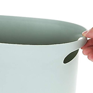 ZOEYES 3 Pack Slim Plastic Trash Can Wastebasket 3.5 Gallon Large Garbage Bin with Handles for Bathroom, Kitchen, Home Office, Dorm, Kids Room, Green