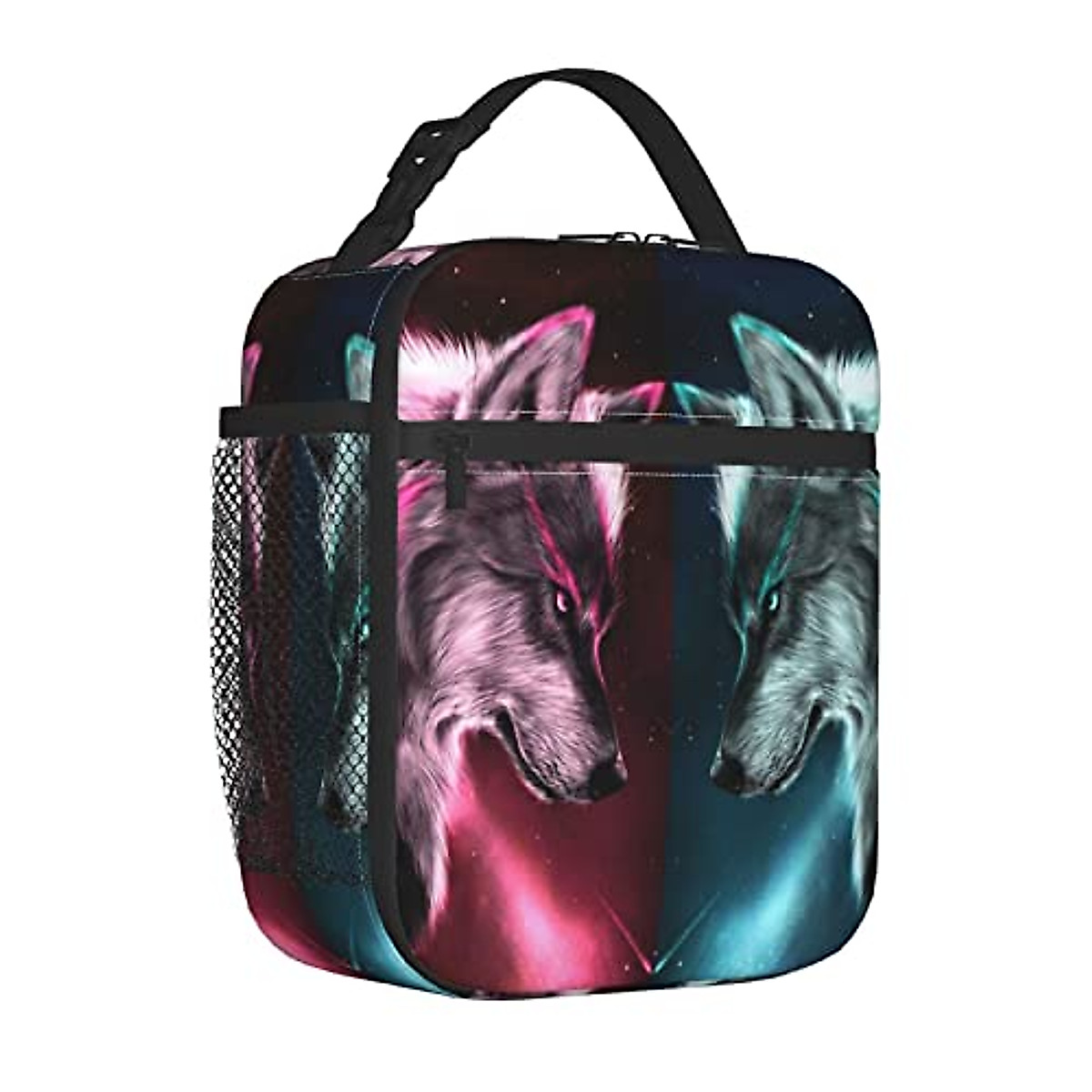 3D Two Wolf Lunch Box Insulated Food Container Meal Bag Lunch Bag For Teen Boys Girls Men Women School Work Travel Picnic