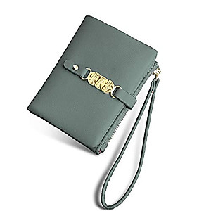TOPKULL Wallets for Women Small Rfid Bifold Ladies Wallets Wristlet Change Purse for Card Coin with Wrist Strap (Green)