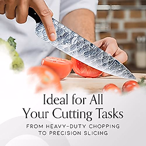 Breliser 3-Piece Full Diamond-Hammered Damascus Knife Set, Wenge Handle - Chef, Santoku, Paring - Leather Knife Roll - Knife Care Kit