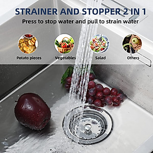 WINDALY 3 Pack of Kitchen Sink Strainer and Stopper, Sink Disposal Stopper and Basker Drain Filter Sieve, Stainless Steel and Anti-Clog, Fits Most Standard 3-1/2 Inch Kitchen Drains (L)