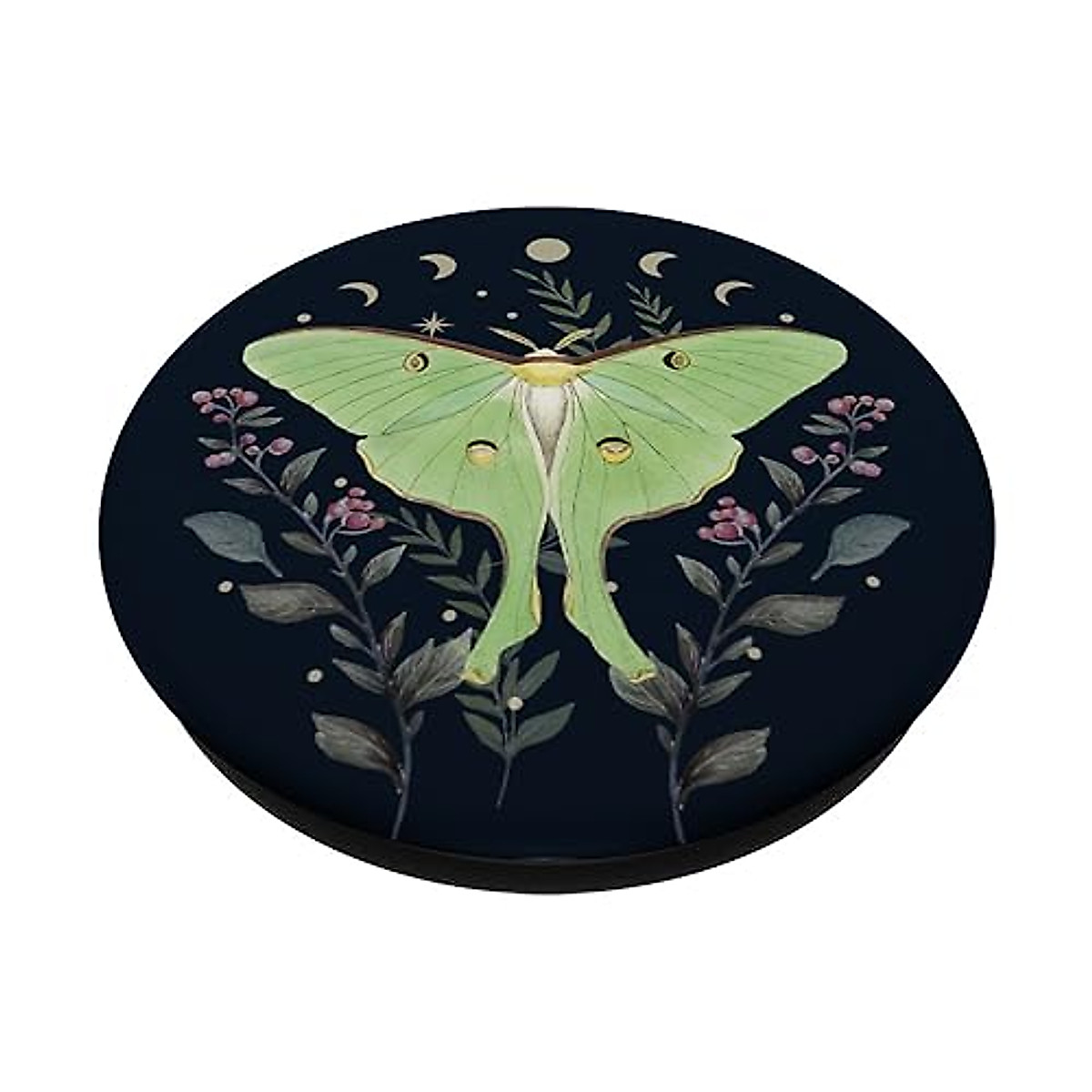 Celestial Moon Moth Butterfly Floral Pattern PopSockets Standard PopGrip