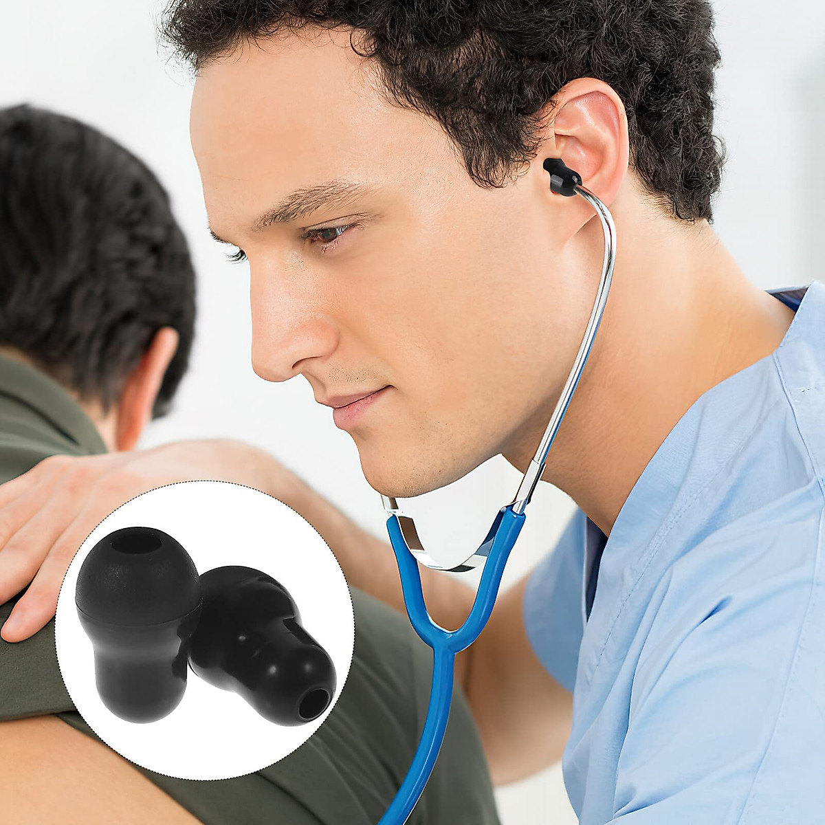 Black Ear Tips Replacement Earpiece Soft Ear End Earbuds for Hospital Clinic Doctor Students 10pcs