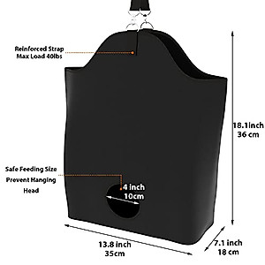 Kaulhp Goat Hay Feeder, Hay Bag for Goats Small Front Hole Bags for Nigerian Dwarf Goat, Less Hay Waste Tote Bag for Traveling,for Sheep Fair, Paddock, Stalll (Classic Black)