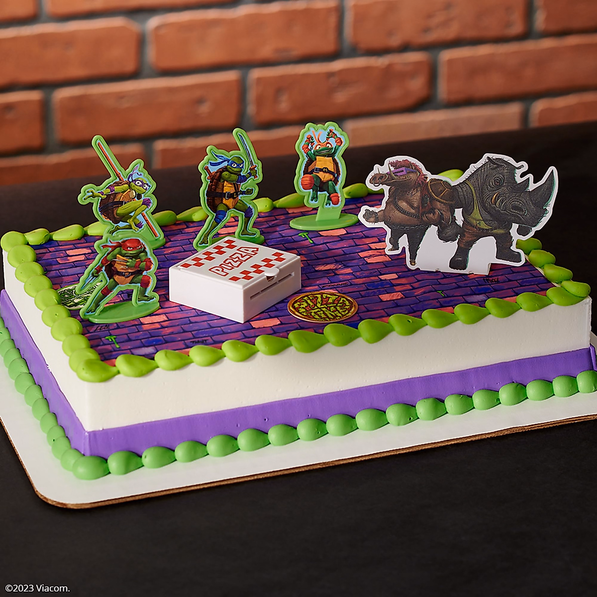 DecoSet® Teenage Mutant Ninja Turtles™ Pizza Power Cake Topper, 6-Piece Cake Decoration With Turtle Figurines, Cake Pic, And Pizza Launcher ! | For Birthday, Parties, Celebration