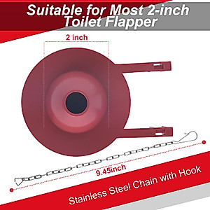 Toilet Flapper Replacement Kit, 2-inch Toilet Stopper Flush Valve Seal Compatible with American Standard Toilet, Long-Lasting Rubber Seal Flapper with Stainless Steel Chain-Red(Pack of 2)