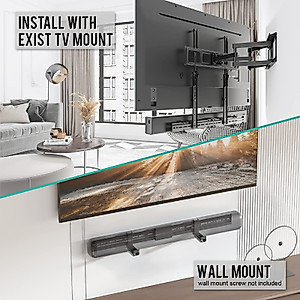 WALI Universal Soundbar Mount - Compatible with Samsung, Bose, Sonos,Lg,Vizio & More - Adjustable Under/Above/Wall Mount Bracket Supports Most Soundbars Up to 33lbs, Black