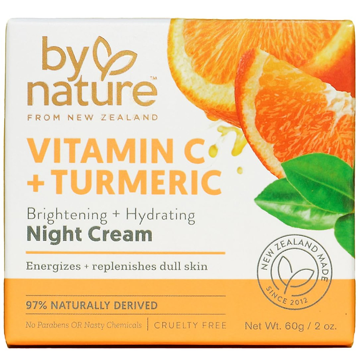 By Nature Brightening Night Cream With Vitamin C and Turmeric - Rich and Hydrating Night Face Cream to Restore Your Natural Glow and Energize Tired Skin - 2 oz