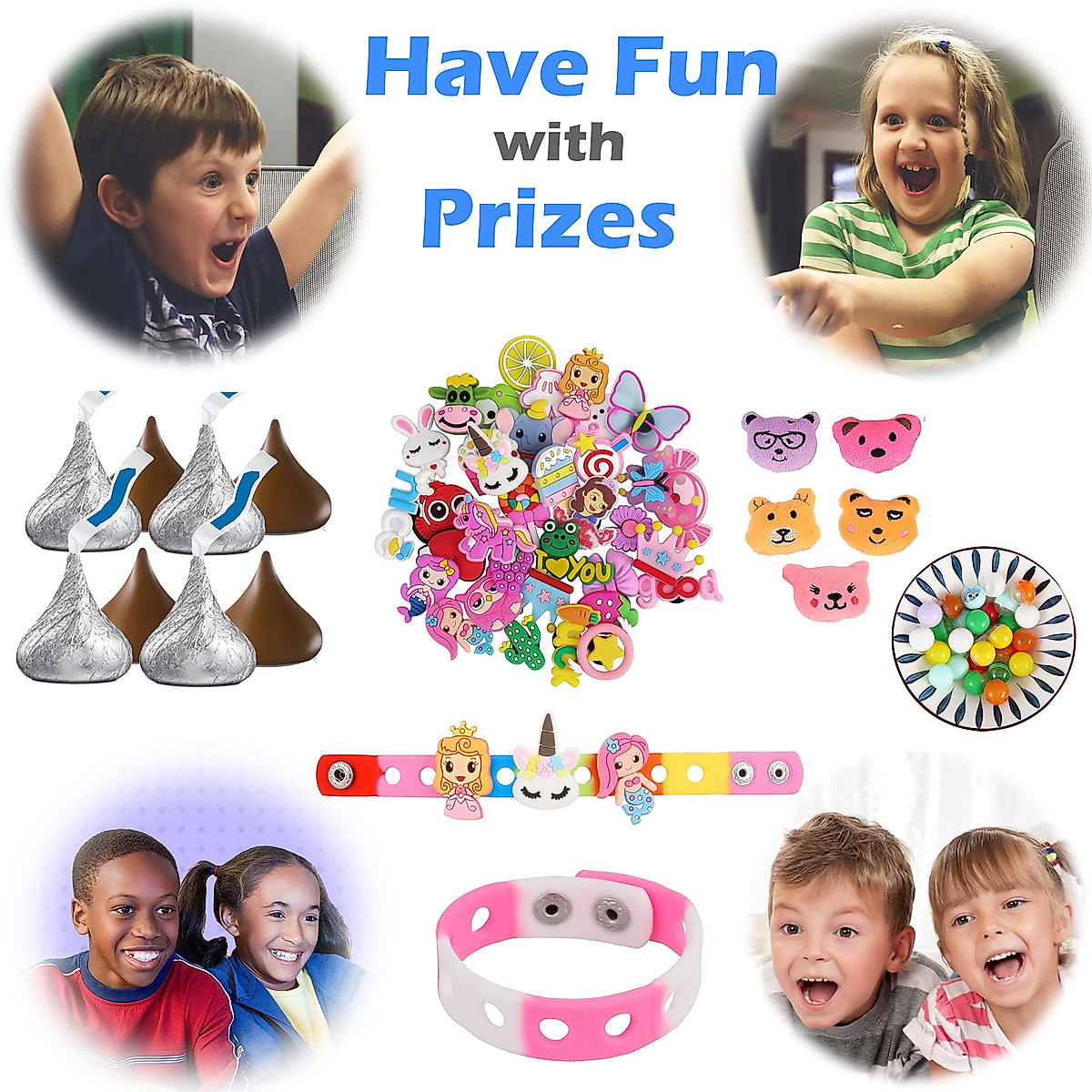 GcFoir Arcade Claw Machine Candy Crane Game Toy for Kids with Prizes Set - 50 Mini Toys Refill Prizes for Birthday (Pink)