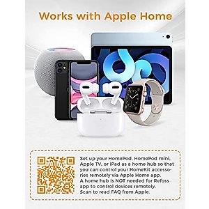Smart Plug 4 Pack, Refoss Smart WiFi Outlet Works with Apple HomeKit, Alexa, Google Assistant, Siri, Timer & APP Remote Control, 15A