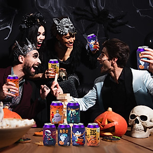 18 Pieces Halloween Can Cooler Sleeves Witch Pumpkin Bat Skull Beer Bottle Sleeves Funny Halloween Can Cooler Drink Coolers for Halloween Party