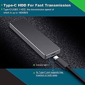 External Hard Drive 2TB Type C USB3.1 for PC, Mac, Desktop Computer Wii U, Xbox (2to, Black)