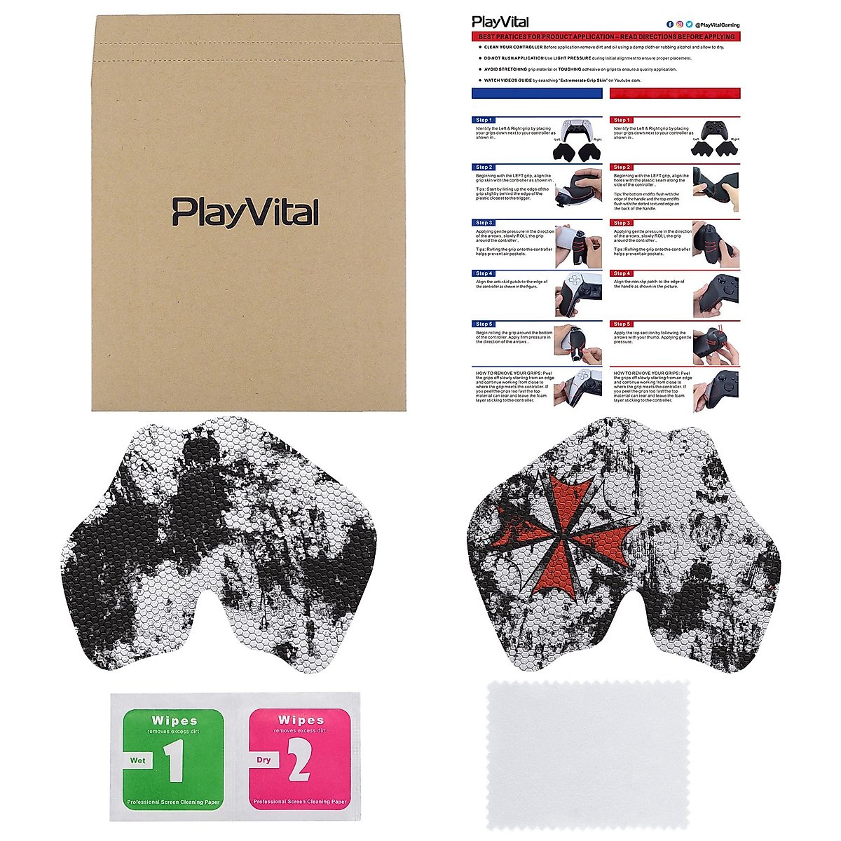 eXtremeRate PlayVital Anti-Skid Sweat-Absorbent Controller Grip for ps5 Controller, Professional Textured Soft Rubber Pads Handle Grips for ps5 Controller - Biological Hazard
