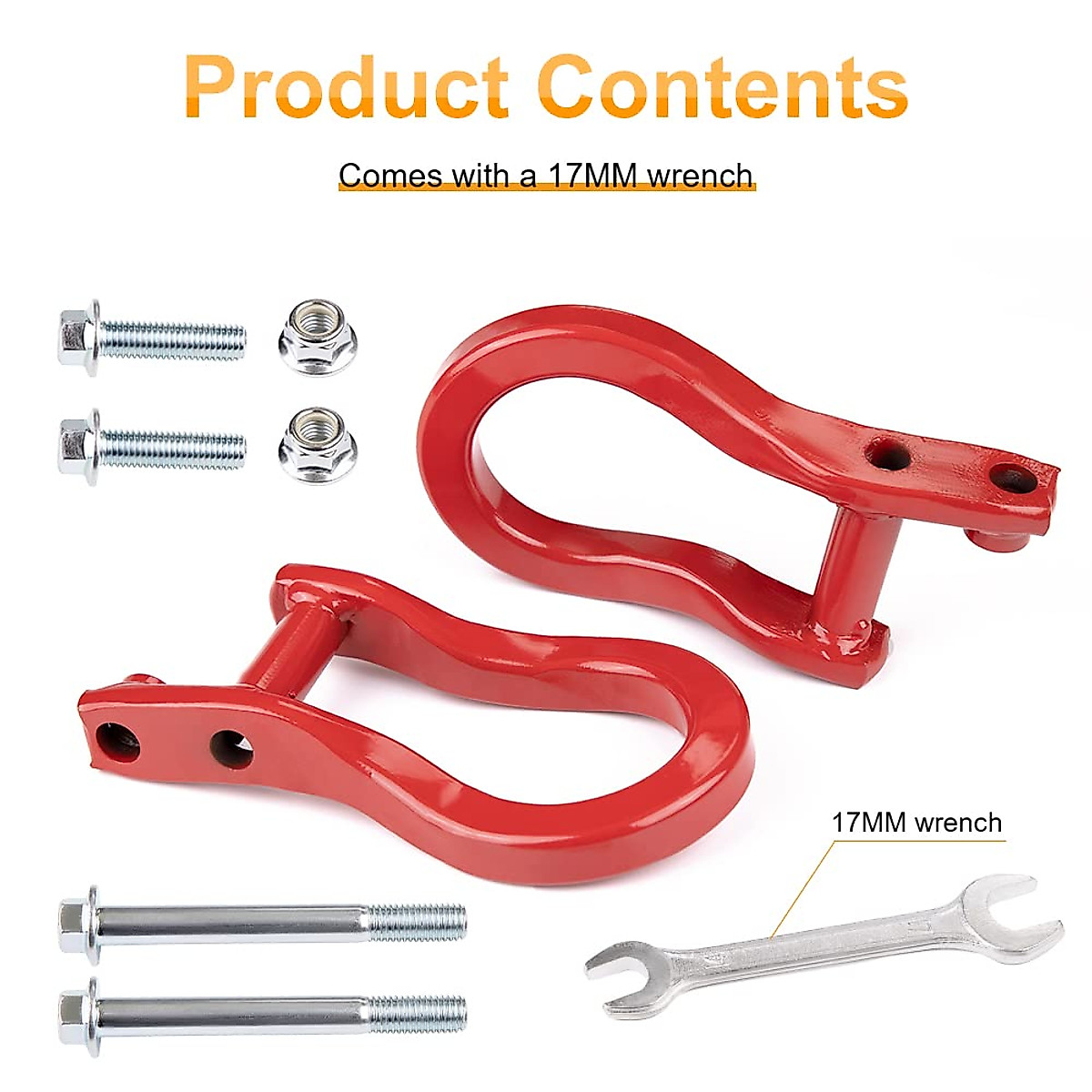 JDMON Compatible with Front Bumper Tow Hook Chevy Silverado 1500 Chevy Silverado 1500 2019 2020 2021 2022 Replaces 84280202 2Pcs (Red)